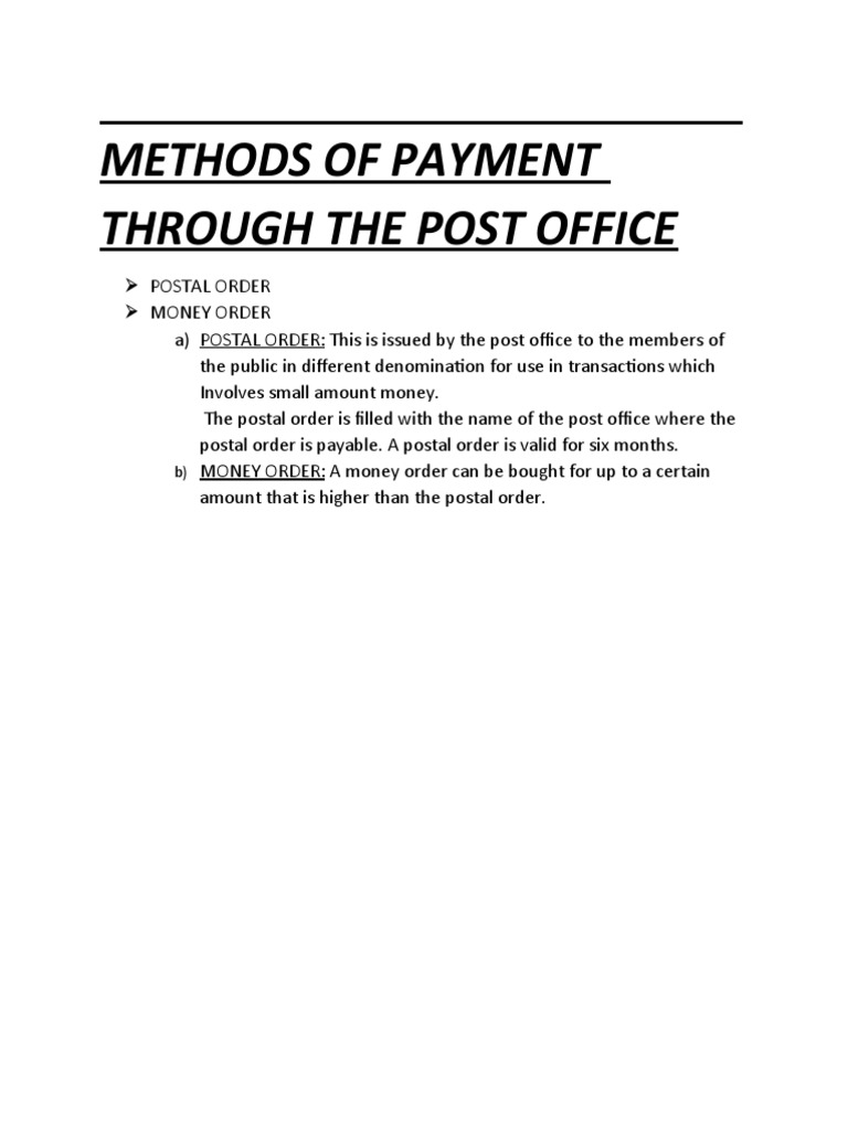 Post Office Payment Methods Explained | PDF | Finance & Money Management