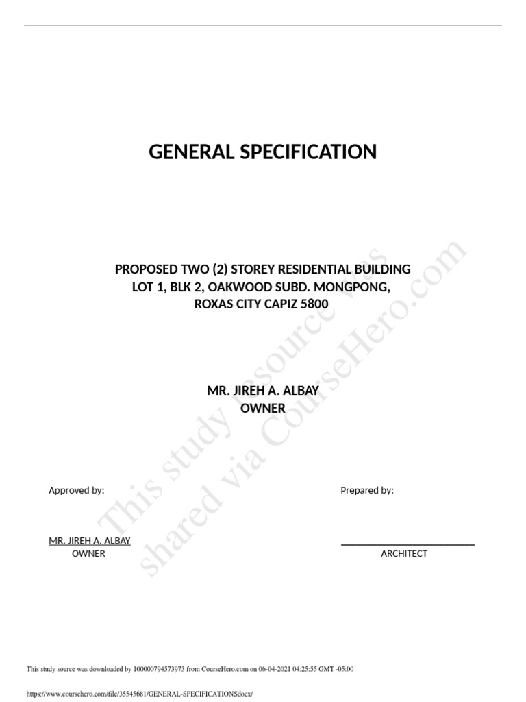 This Study Resource Was: General Specification | PDF | Concrete ...