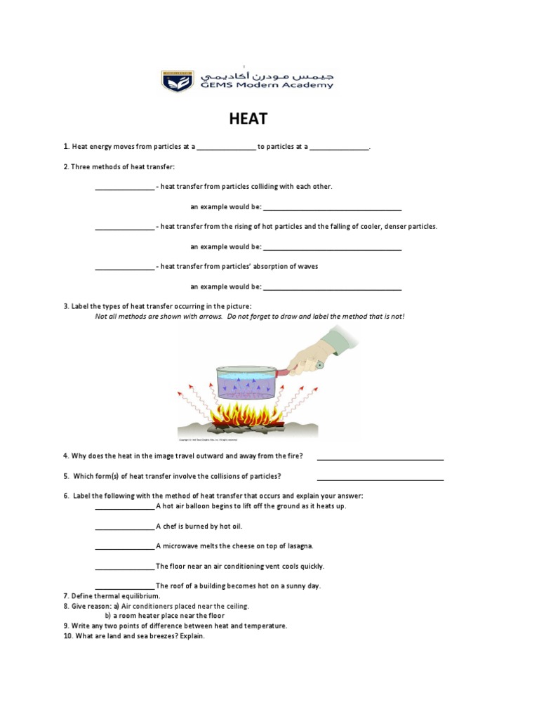 Heat Transfer Worksheet | PDF