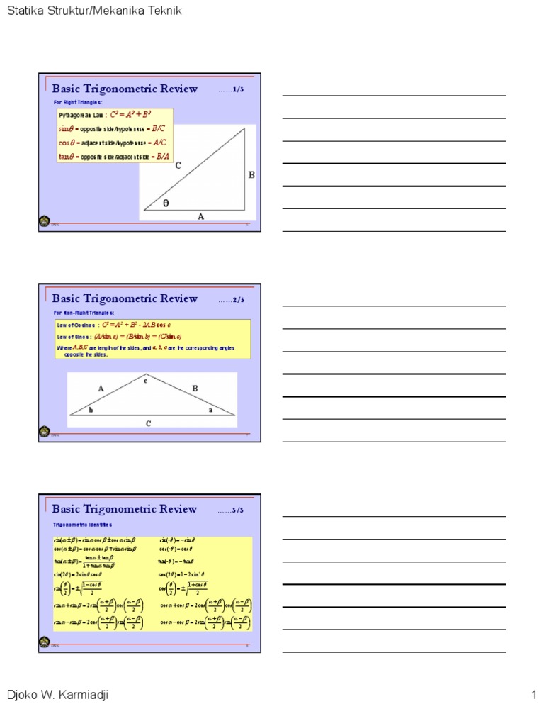 1 - Basic Trigonometric Review | PDF | Trigonometric Functions | Sine