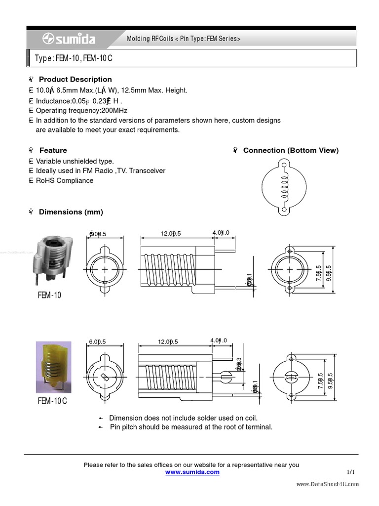 Type: FEM-10, FEM-10C: Product Description | PDF | Inductor | Radio