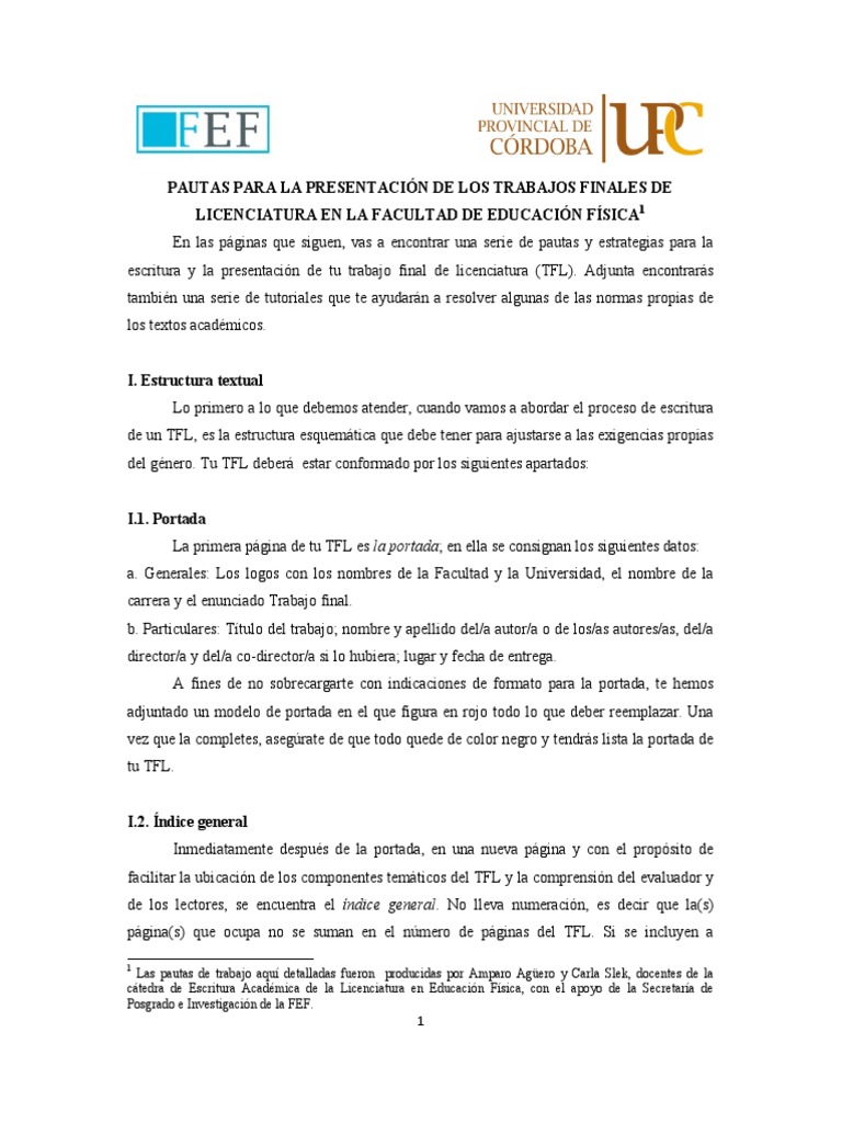Pautas para La Escritura TFL | PDF | Caso de carta | Escritura