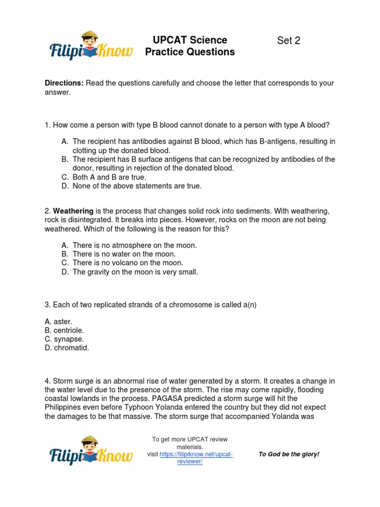 UPCAT Science Practice Questions Set 2 1 | PDF | Igneous Rock ...
