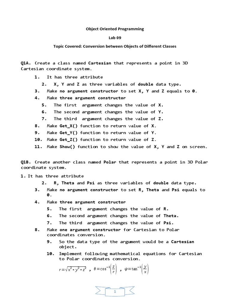 Lab 09 | PDF | Parameter (Computer Programming) | Constructor (Object Oriented Programming)