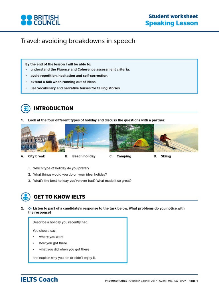 Student Worksheet Speaking Lesson | PDF | Fluency | Human Communication