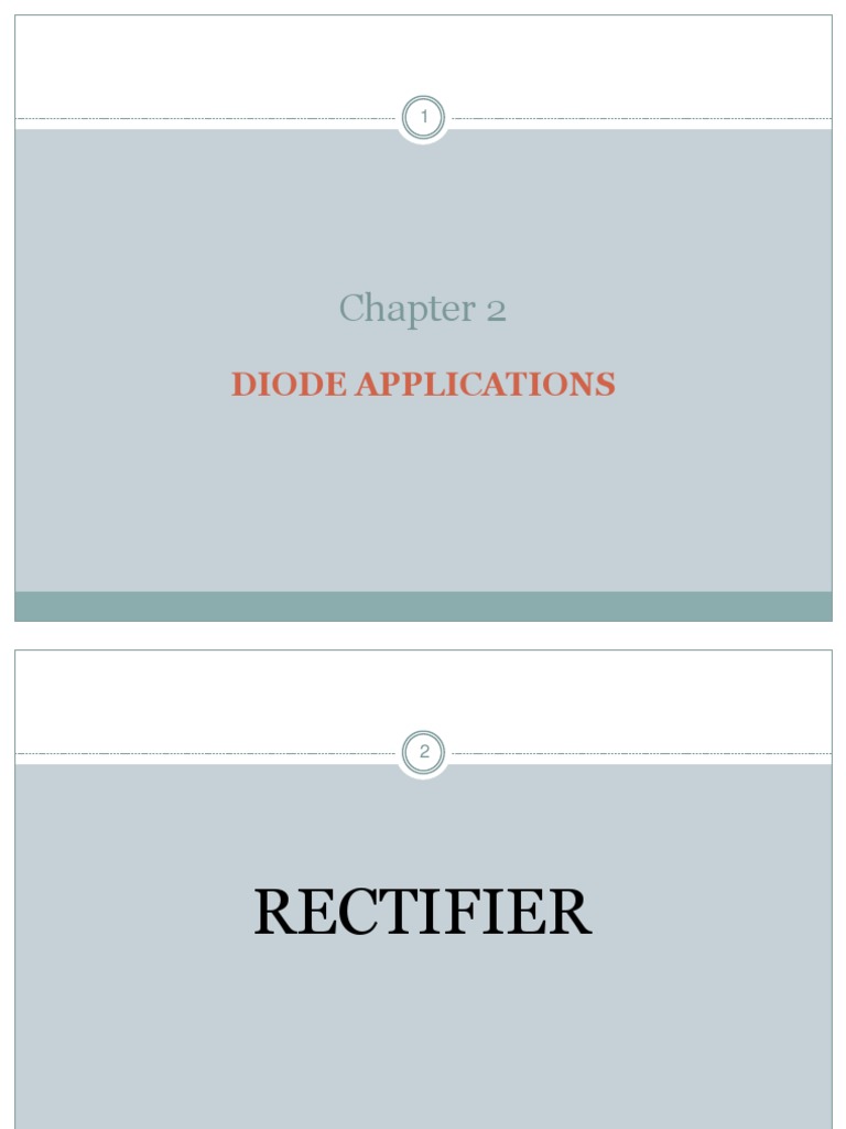 Chapter 2 DIODE APPLICATIONS | PDF | Rectifier | Electrical Circuits