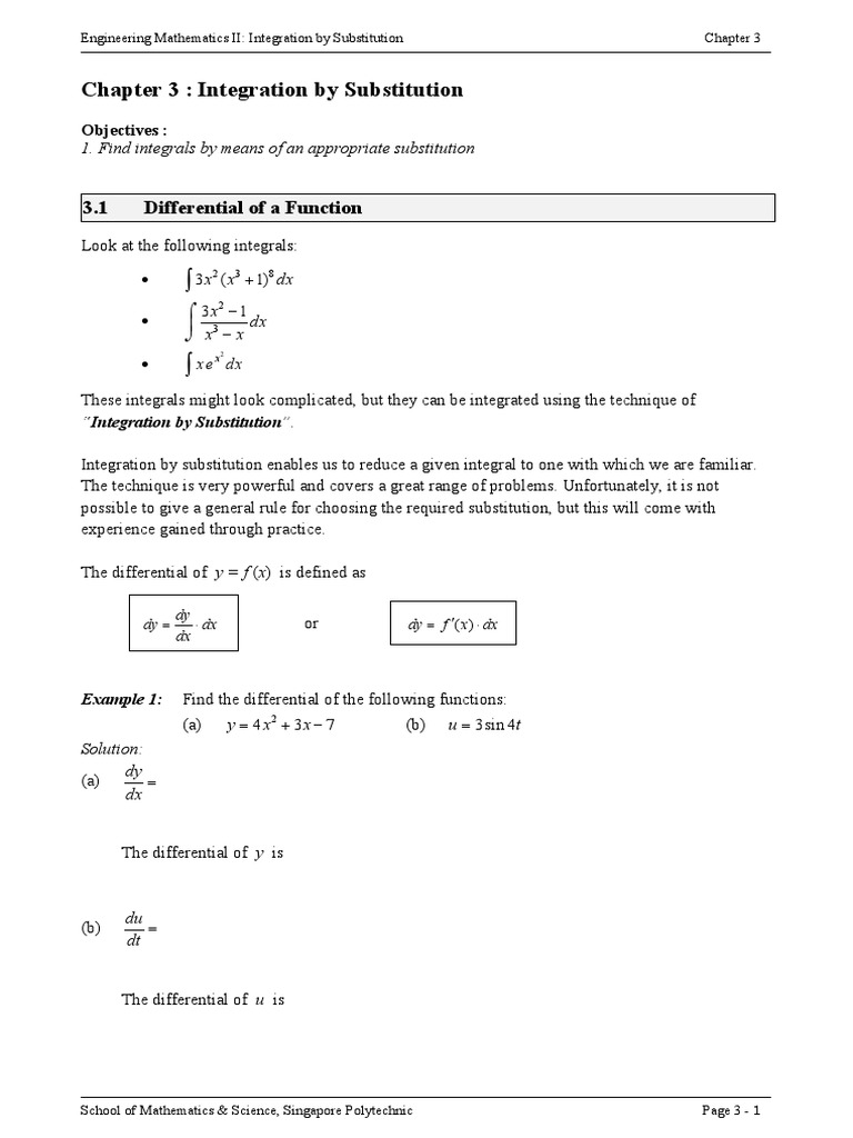 Chapter 03 Integration by Substitution | PDF | Integral | Root Mean Square