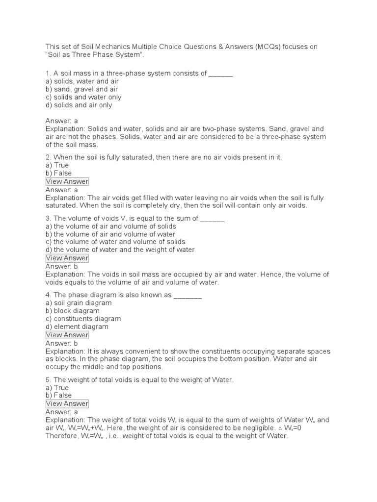Geotechnical Engineering Multiple Choice Question Bank | PDF | Density | Natural Materials