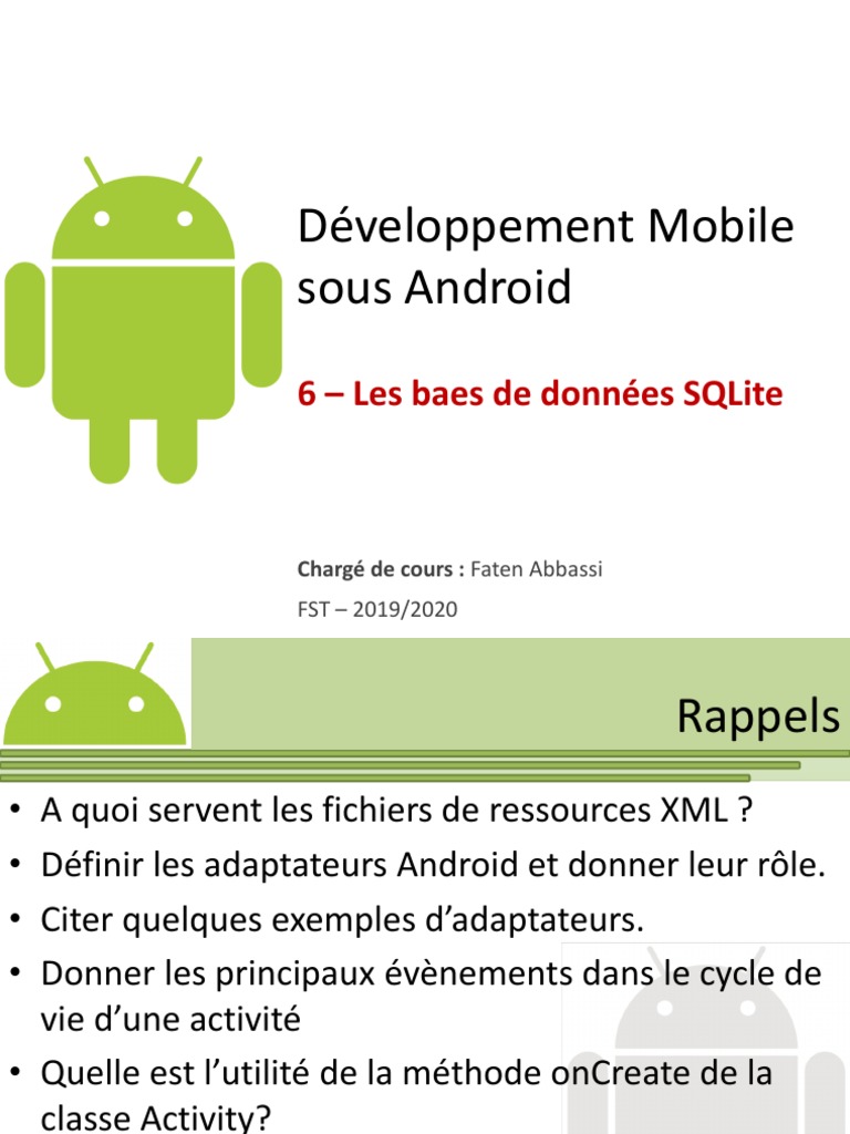 Introduction à SQLite pour Android | PDF | SQL | Bases de données