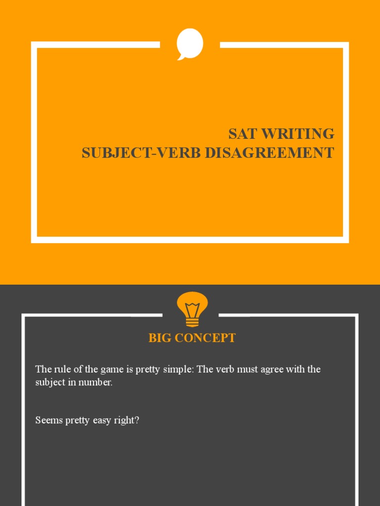 SAT Writing - Subject-Verb Disagreement | PDF | Grammatical Number | Plural