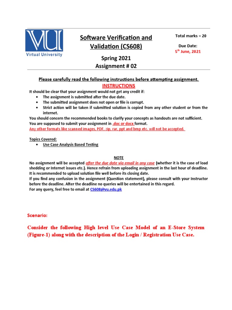 Software Verification and Validation (CS608) : Spring 2021 Assignment # 02 | PDF | User ...