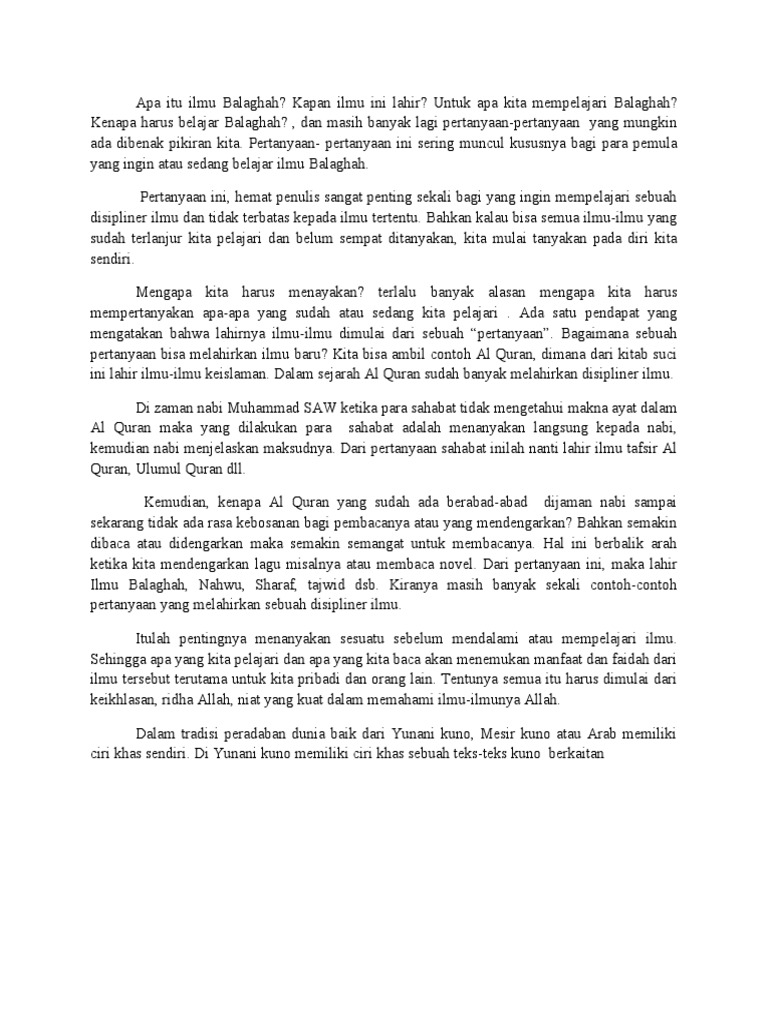 Apa Itu Ilmu Balaghah | PDF
