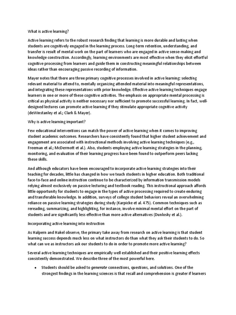 What Is Active Learning | PDF | Learning | Human Nature
