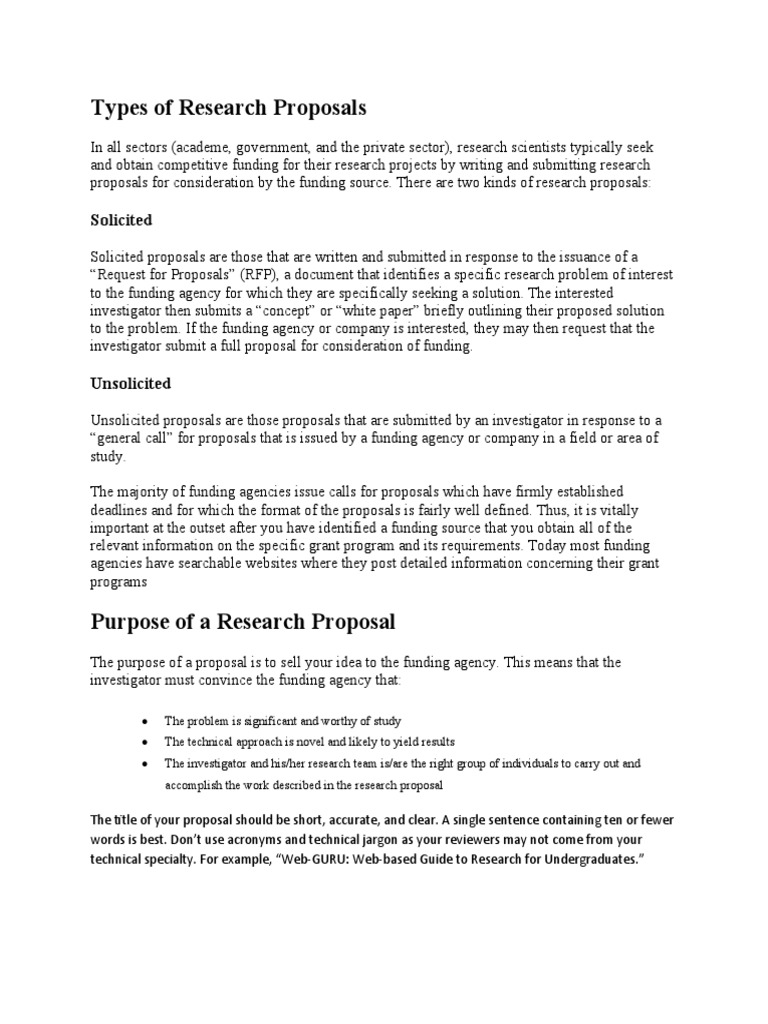 Types of Research Proposals | PDF | Science | Science And Technology