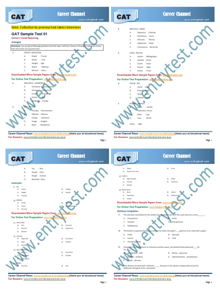 Gat Sample Test 01 | Download Free PDF | Harmonica | Blues