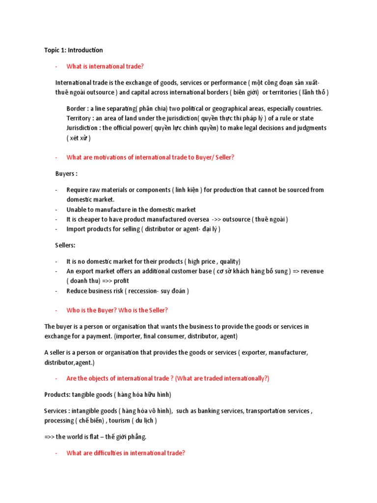 What Is International Trade?: Topic 1: Introduction | PDF | Credit Risk ...