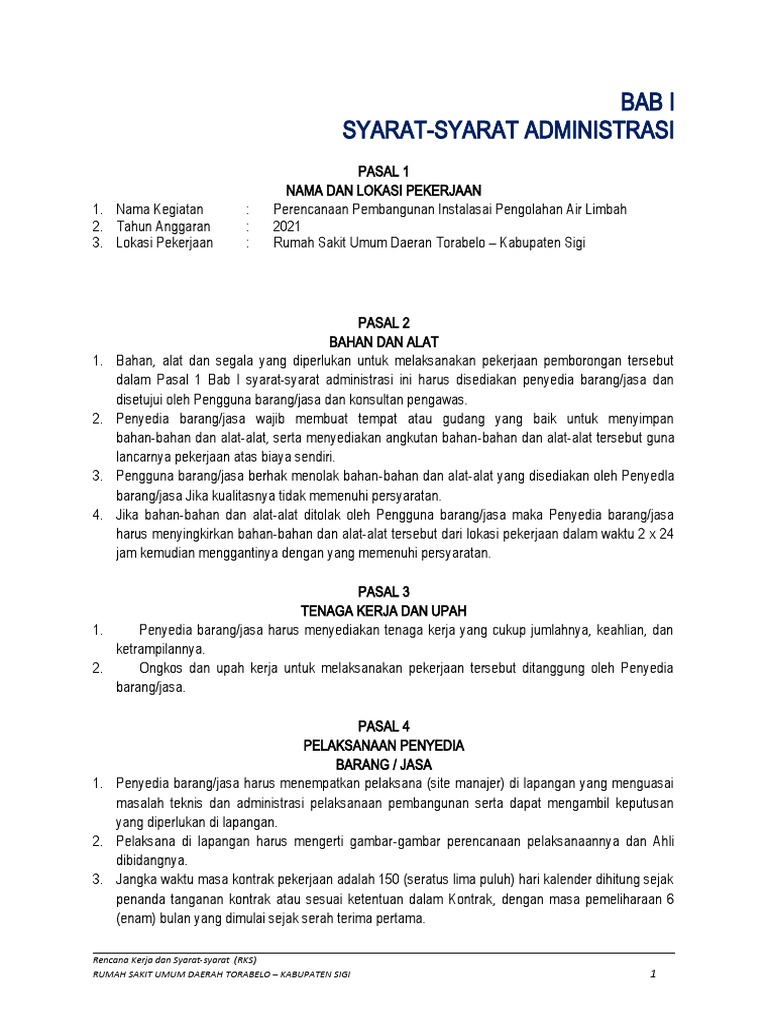 #RKS Ipal Rsud Torabelo - Penambahan Kapasitas - Rev1 | PDF