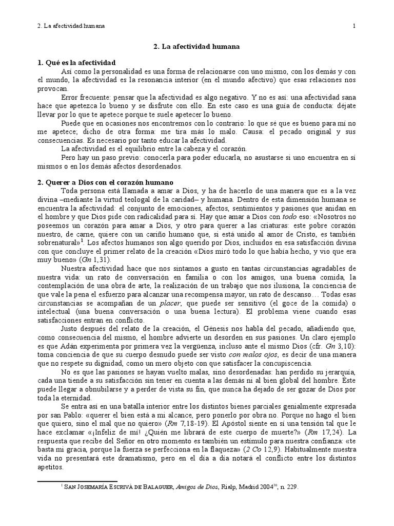 La Afectividad Humana Pdf Amor Dios