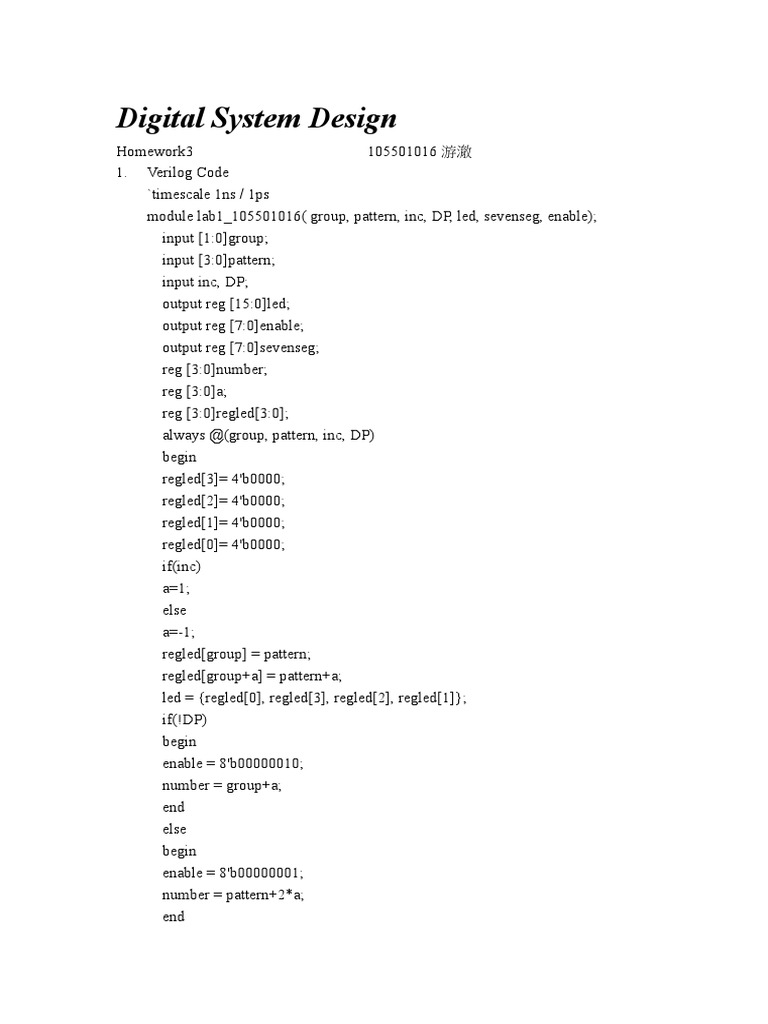 Digital System Design | PDF | Computer Engineering | Computer Science