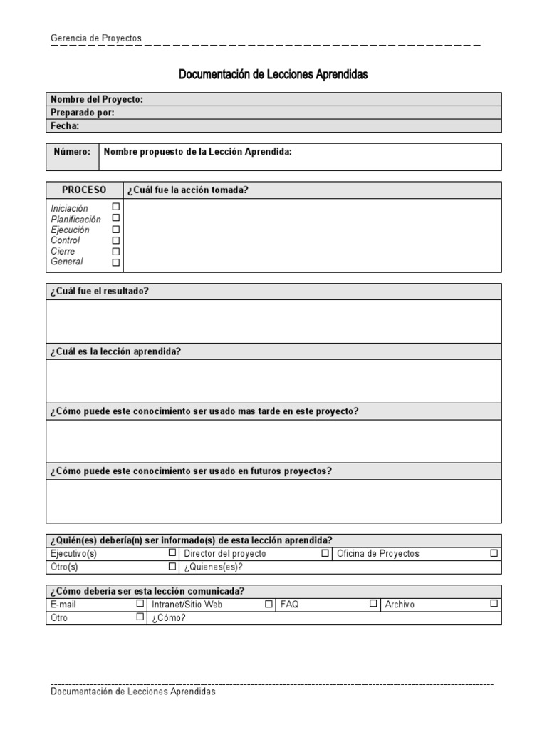 Documentacion de Lecciones Aprendidas | PDF