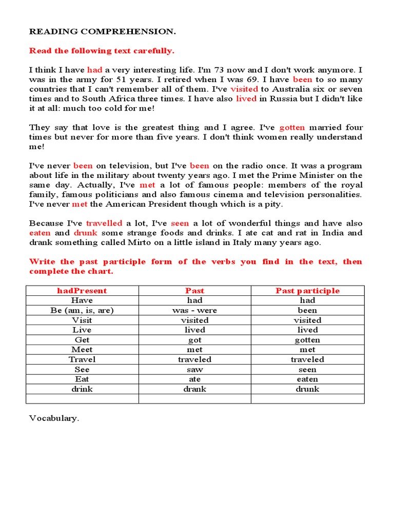 READING COMPREHENSION Present Perfect | PDF | Business