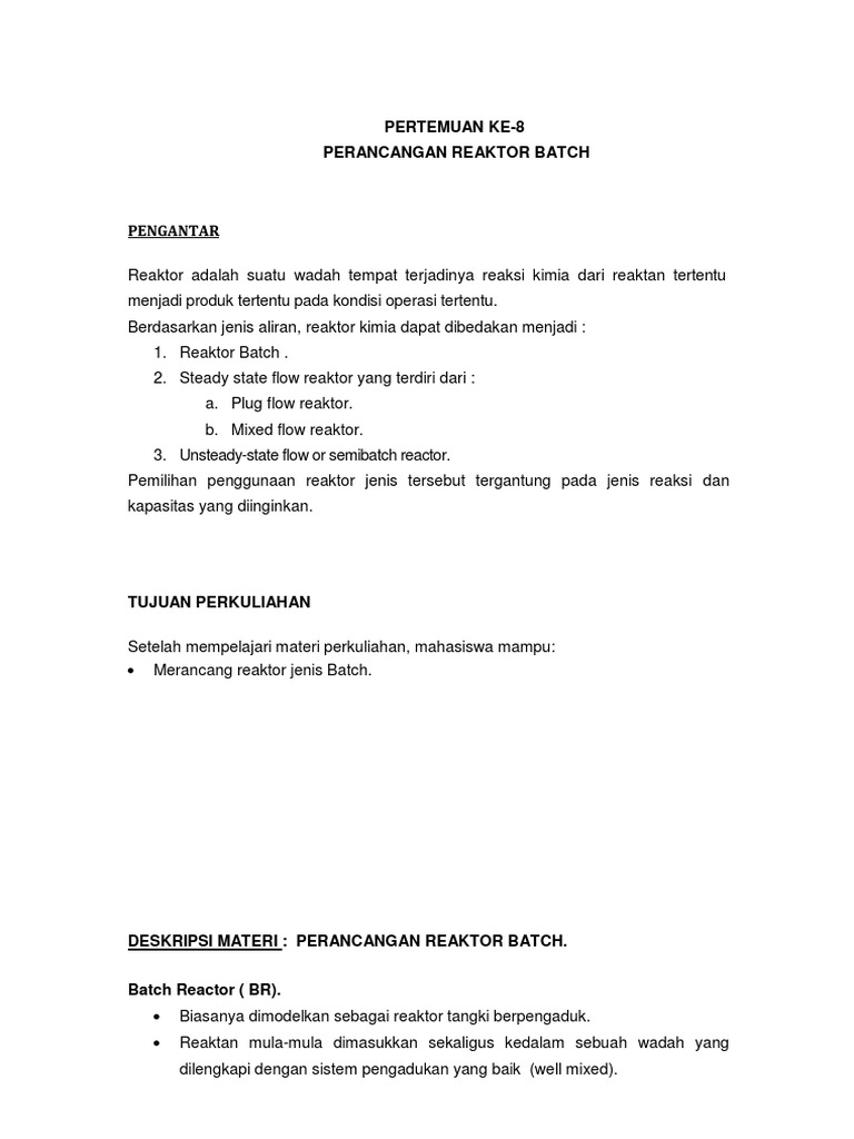 8-Perancangan Reaktor Batch | PDF