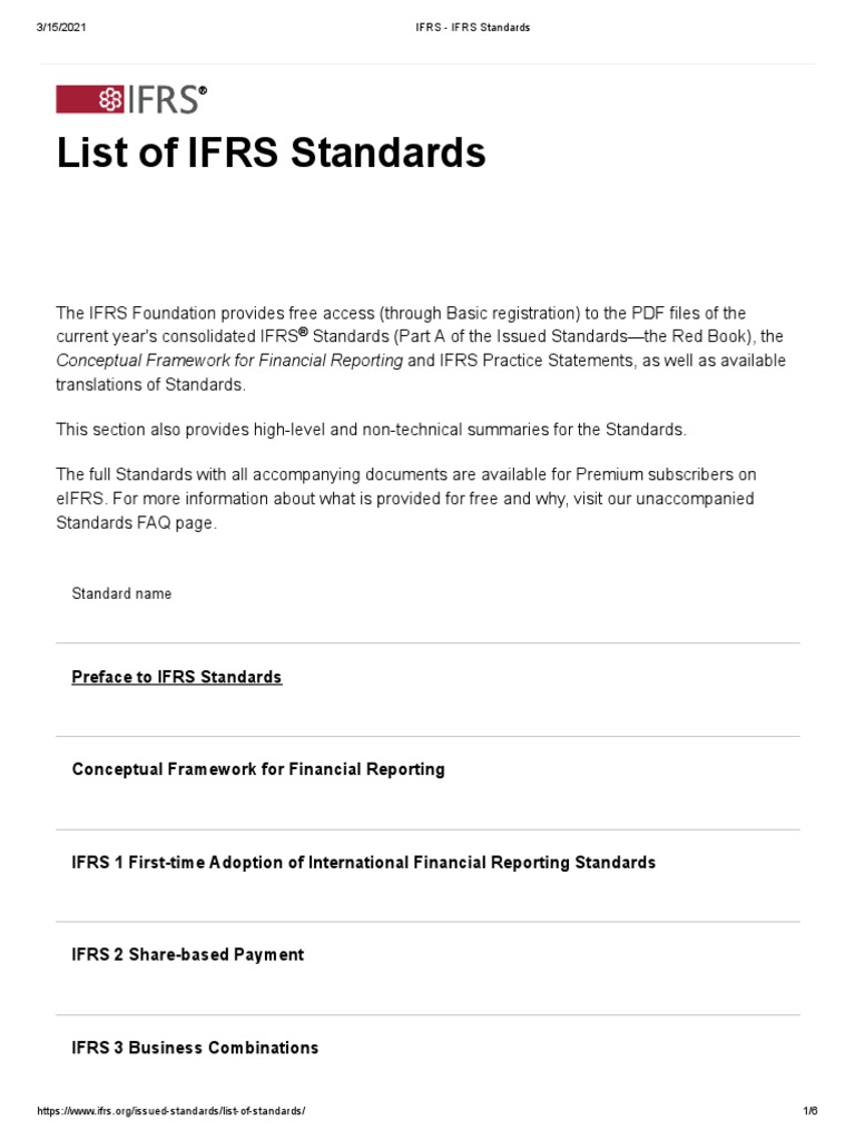 Ifrs Ifrs Standards Pdf International Financial Reporting
