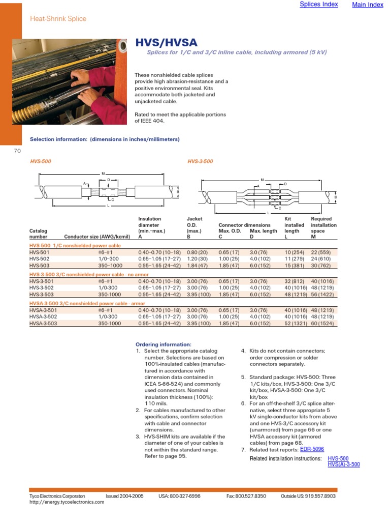 Heat Shrink Cable Splicing Kits Pdf Components Electronics