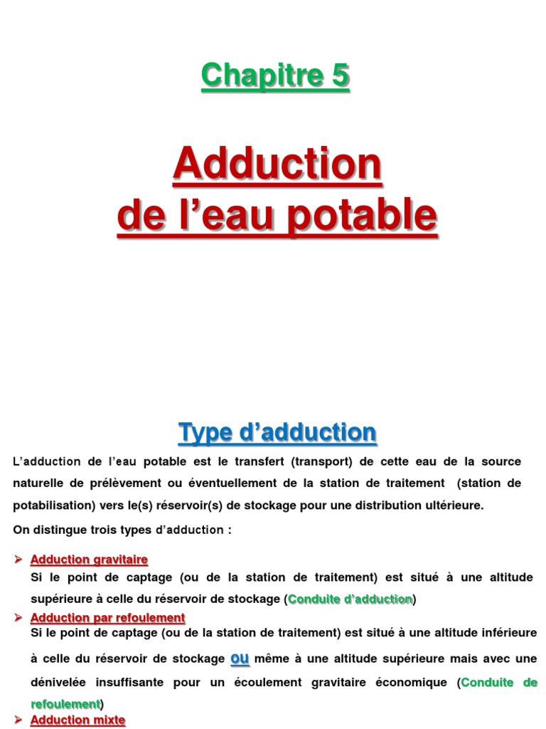 5 - Adduction de L'eau Potable | PDF | Pression | Soupape