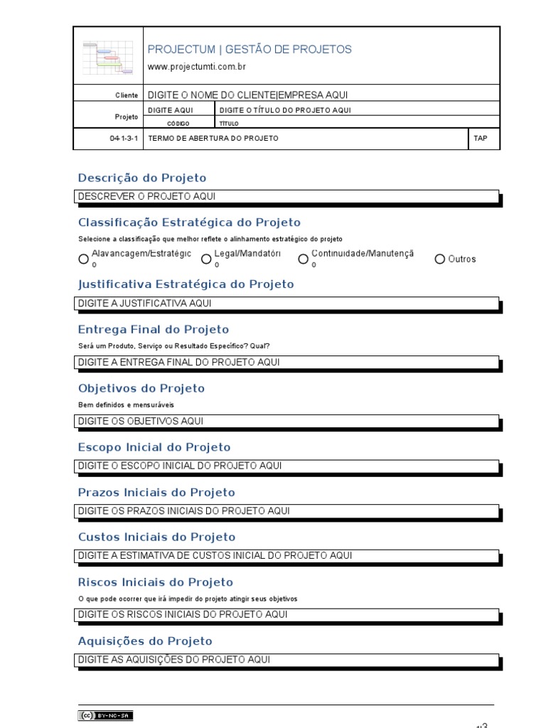 Modelo de Termo de Abertura Do Projeto | PDF | Gerenciamento de ...