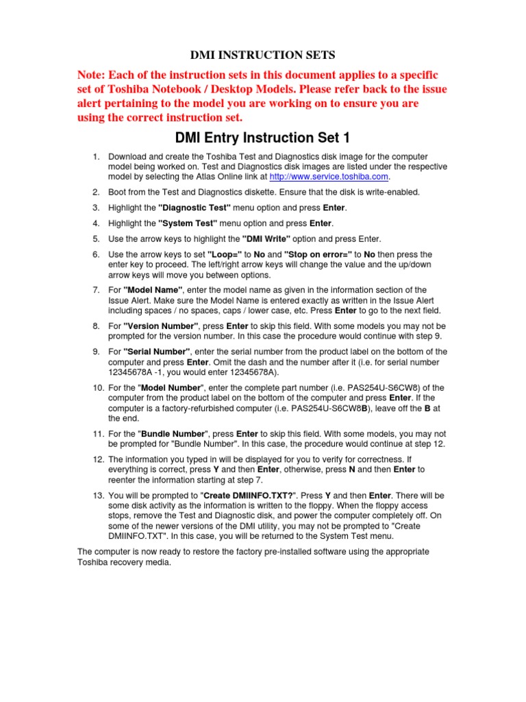 Dmi Instructions | PDF