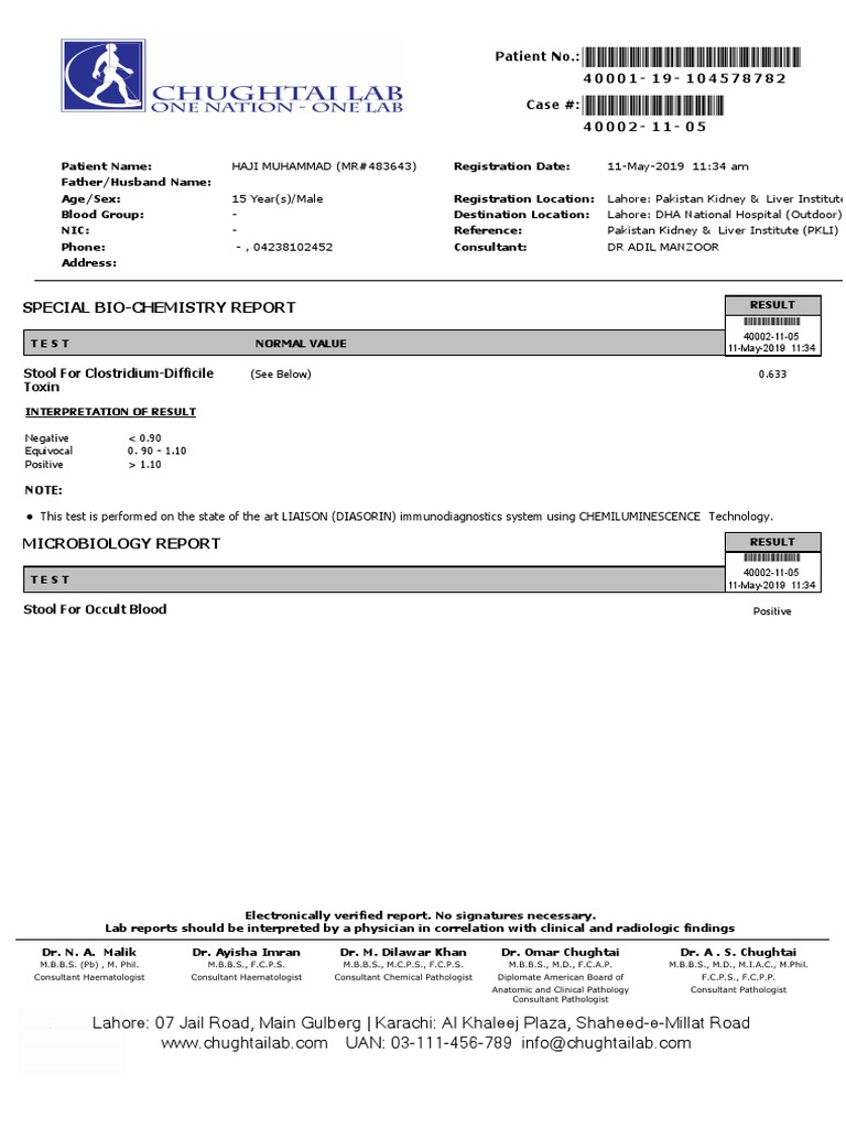 Stool Test Results | PDF | Pathology | Health Care