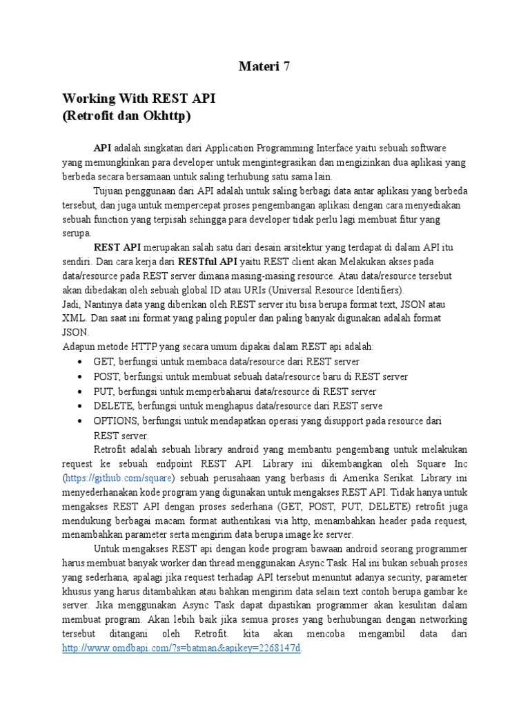 REST API dengan Retrofit & OkHttp | PDF | Komputer | Teknologi & Rekayasa