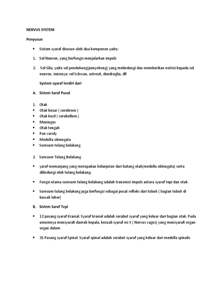 Rangkuman Nervus System | PDF | Pengembangan Diri | Sains & Matematika