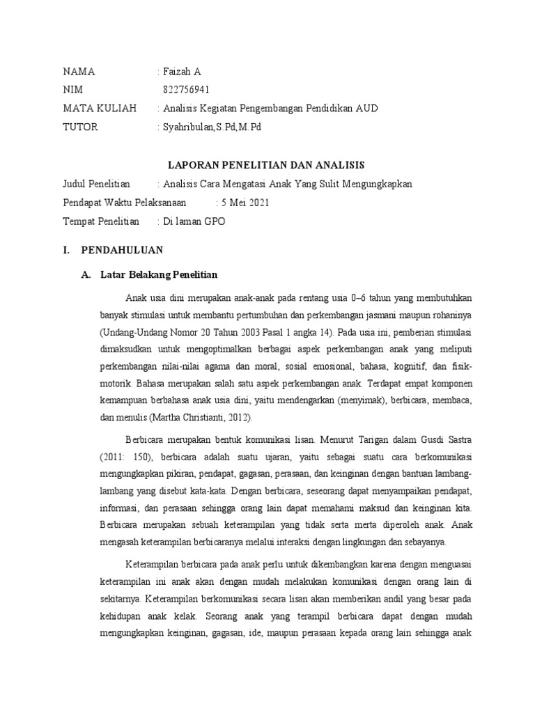Tugas Laporan Penelitian Dan Analisis | PDF | Karier & Perkembangan