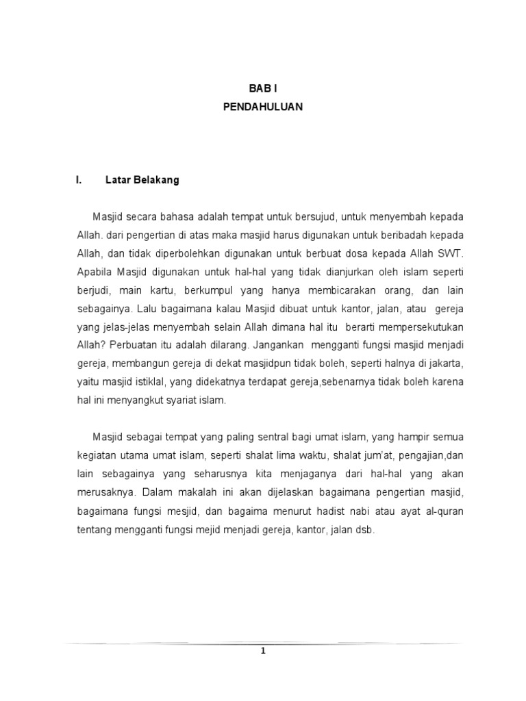 FUNGSI DAN PENGERTIAN MASJID | PDF