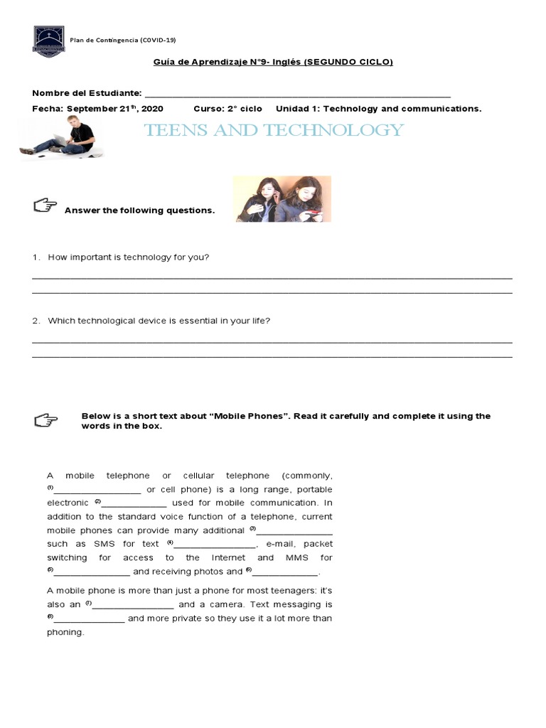 Guía de Inglés #9 Segundo Ciclo | PDF | Educational Technology | Internet