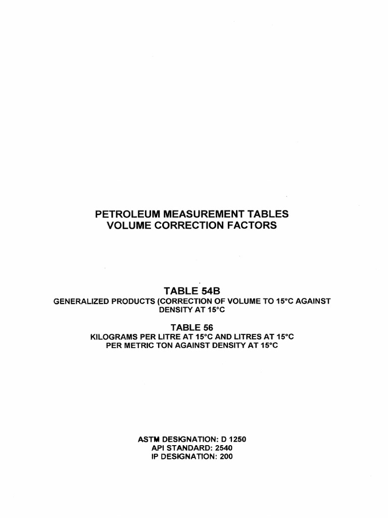 Astm Table 54b | PDF