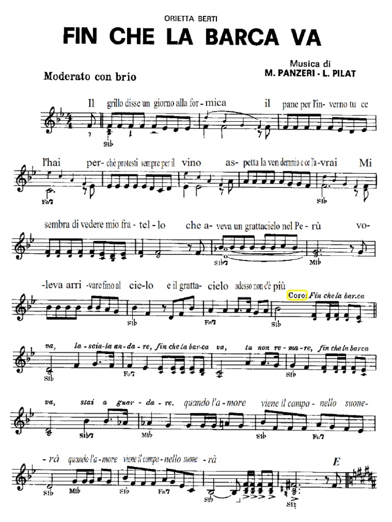 Fin Che La Barca Va | PDF