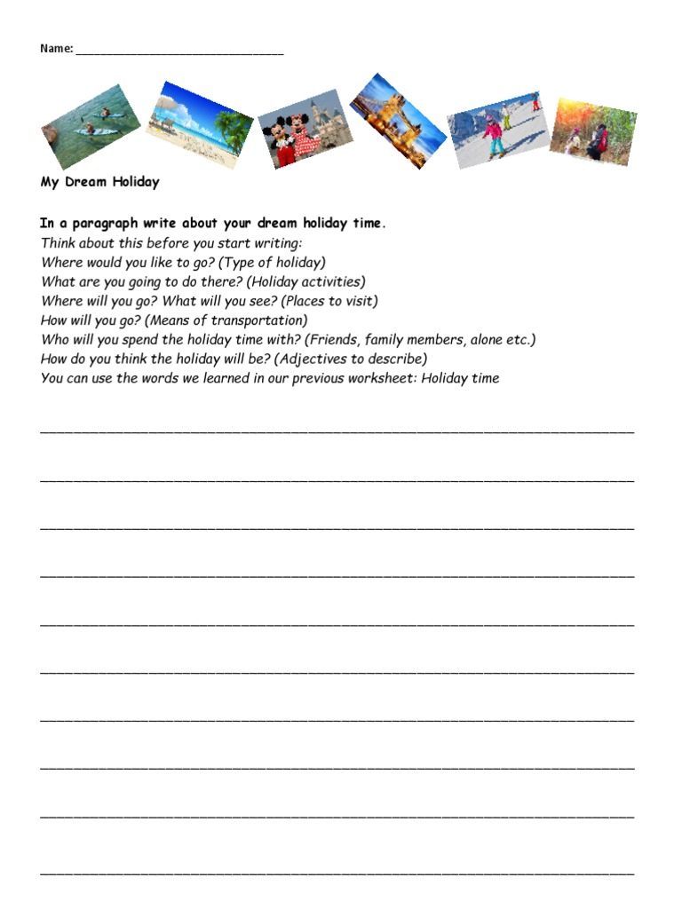 My Dream Holiday - Essay Writing | PDF