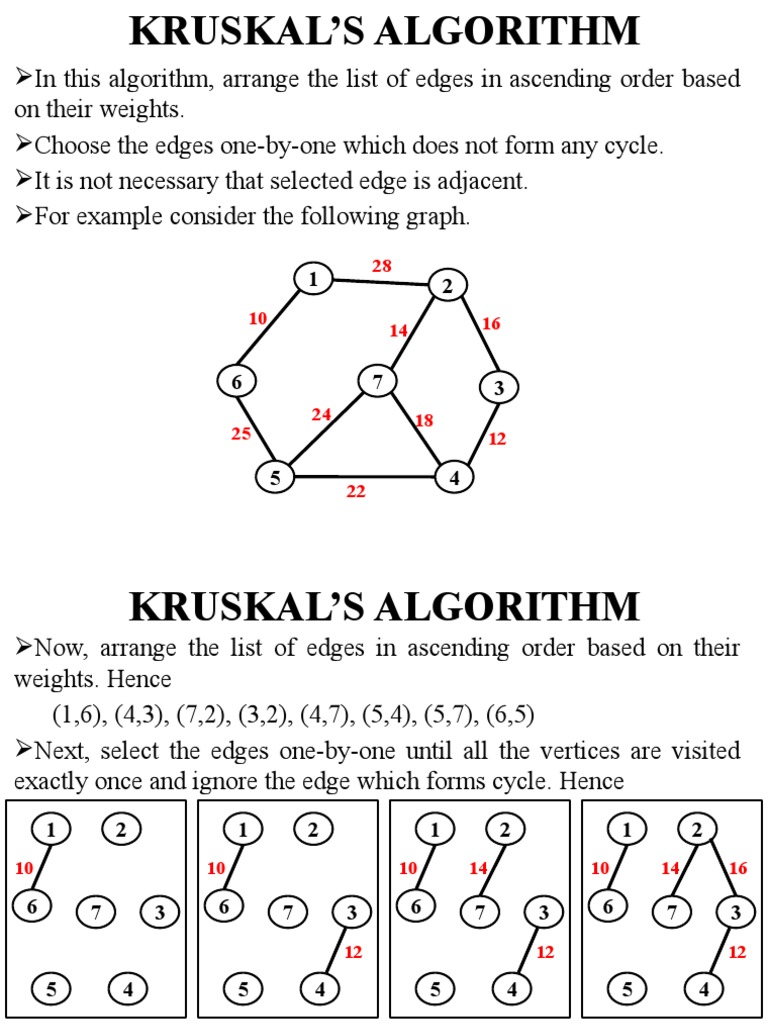 3.4.1 Kruskal's Algorithm | PDF | Algorithms | Algorithms And Data ...