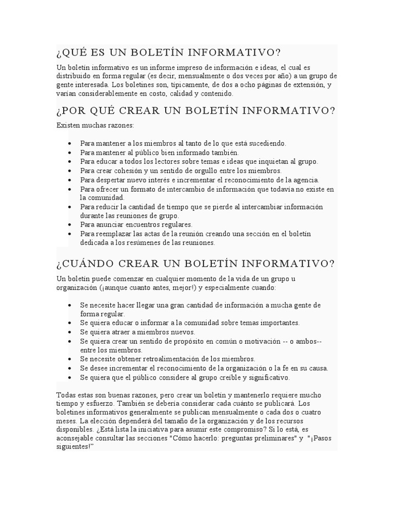 Cómo Crear un Boletín Informativo | PDF | Imprenta | Serif