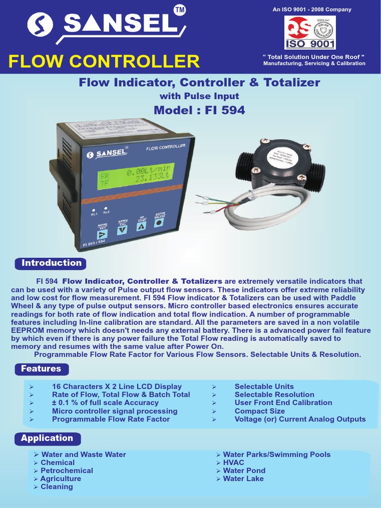 Flow Controller Totalizer | PDF | Flow Measurement | Sensor