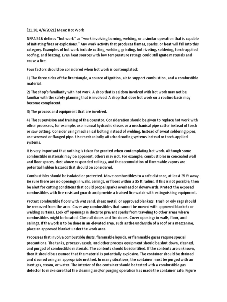 Hot Work | PDF | Fire Safety | Fires