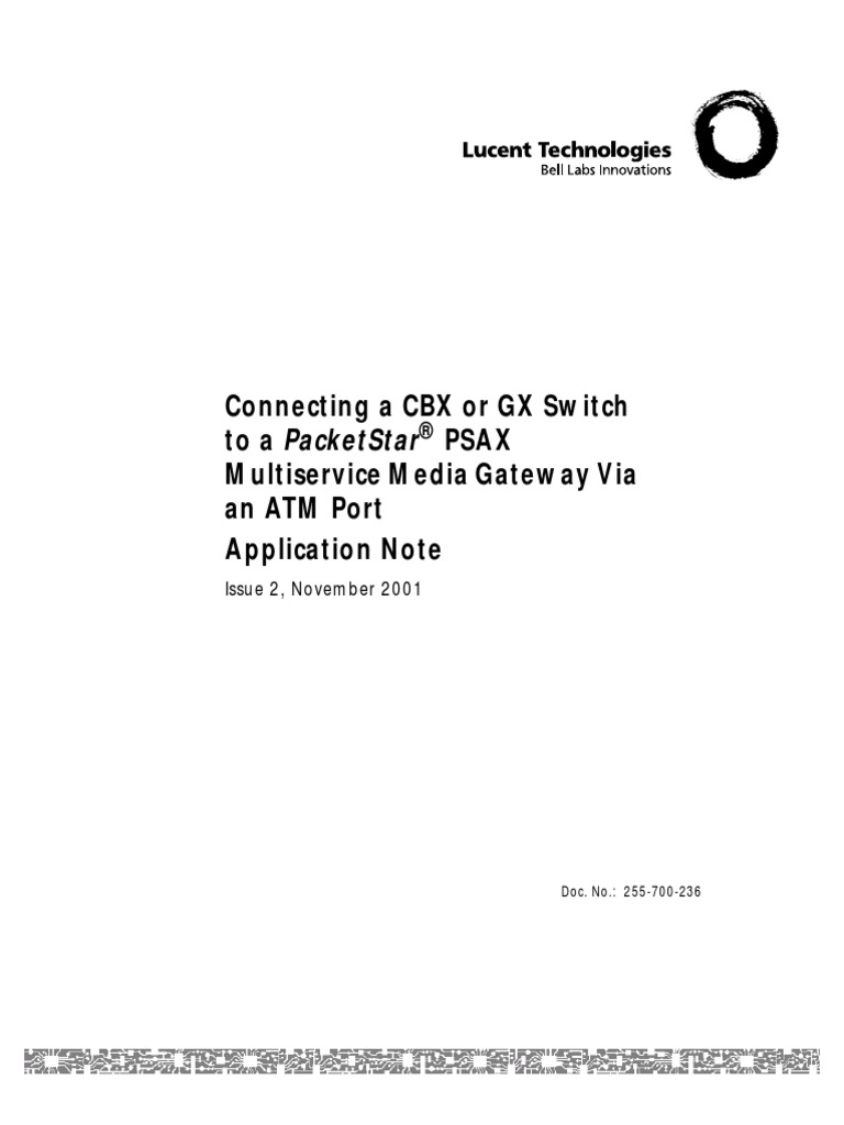 Connecting A CBX or GX Switch To A PSAX Via An ATM Port Application ...