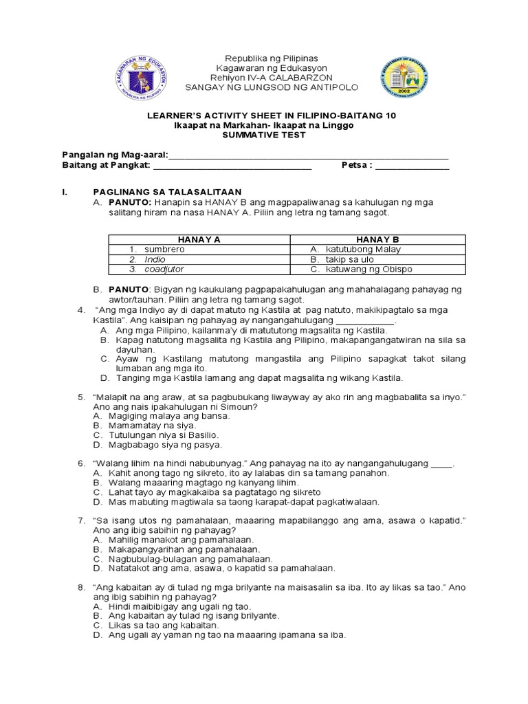 Summative Test Week 4 | PDF