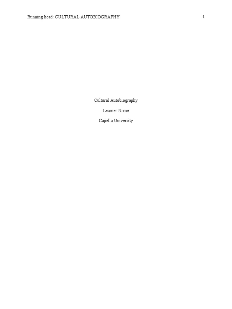 U04a1 Cultural Autobiography Sample APA Paper | PDF | Human Nature ...