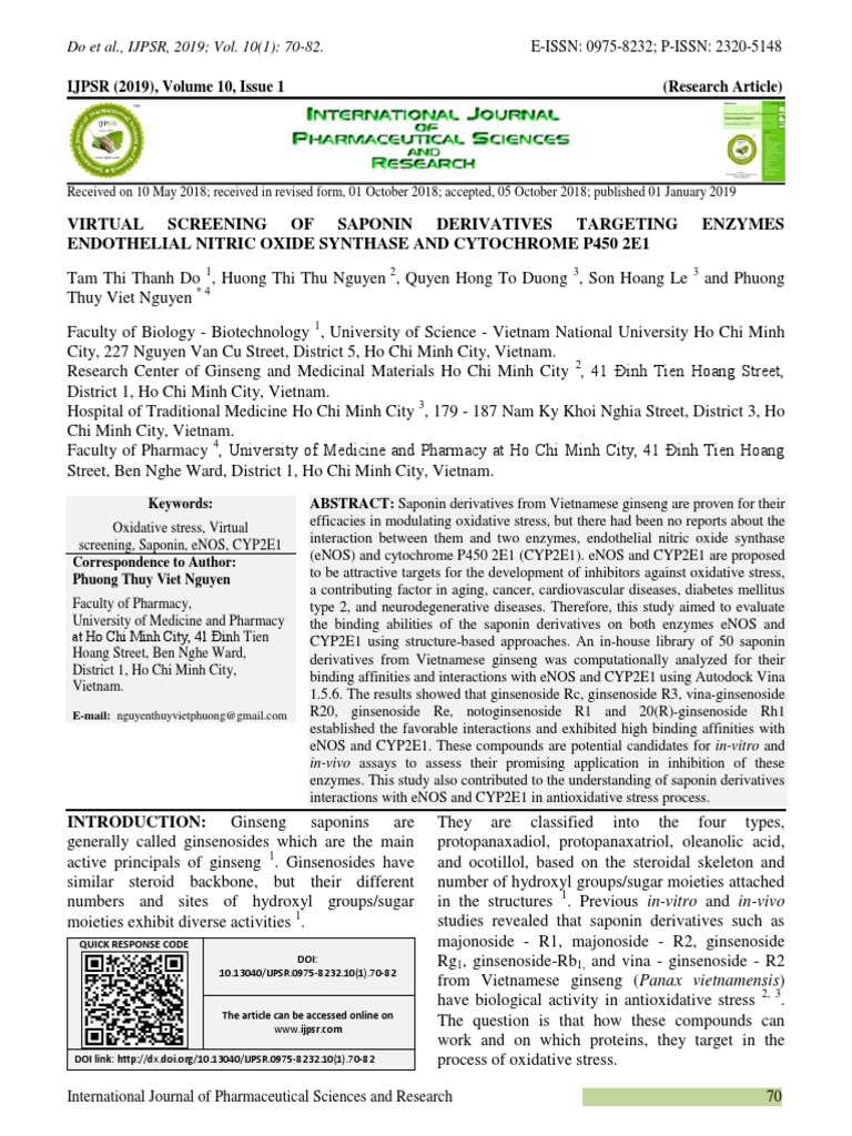 7 Vol. 10 Issue 1 Jan 2019 IJPSR RA 10249 | PDF | Docking (Molecular) | Active Site