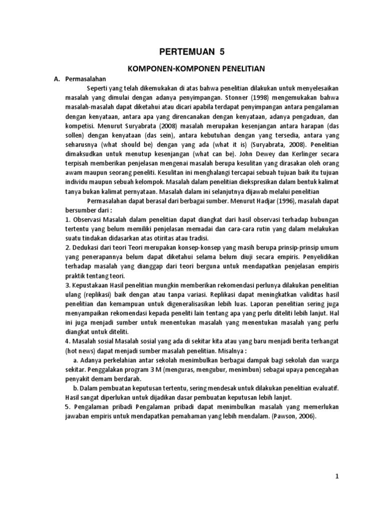 Pert 5 KOMPONEN-KOMPONEN PENELITIAN | PDF
