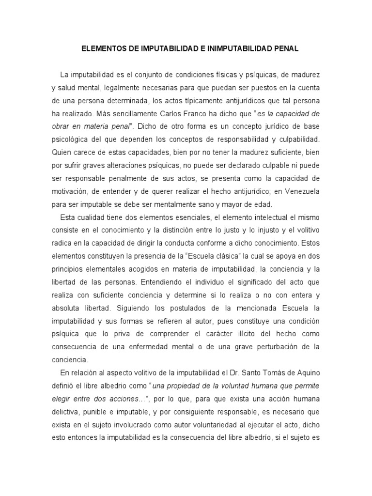 Elementos de Imputabilidad e Inimputabilidad Penal | Descargar gratis ...